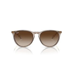 Ray-Ban RB4171F Erika Low Bridge Fit Round Sunglasses, Transparent Light Brown/Brown Gradient, 54 mm