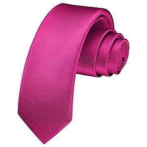 HISDERN Hot Pink Ties for Men Solid Color Mens Ties Classic Woven Satin Formal Fuchsia Necktie Wedding Business