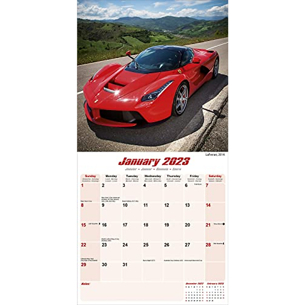 Ferrari Calendar- Calendars 2022 - 2023 Wall Calendars - Car Calendar - Automobile Calendar - Ferrari 16 Month Wall Calendar by Avonside
