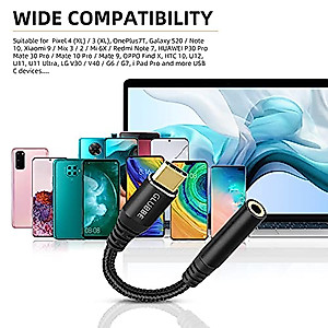 GLUBEE USB C to 3.5mm Audio Adapter, Android Headphone Jack Adapter, Android Aux Adapter, USB C to Audio Braided Nylon Cable DAC Adapter, Compatible with Most USB-C Smart Phones