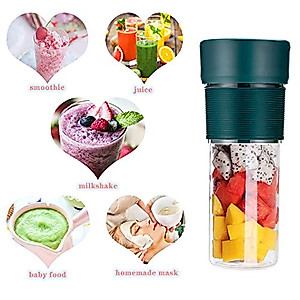 Portable Blender Food-grade Material 10 Oz for Juice Shakes and Smoothie USB Rechargeable Powerful for Home, Sports, Office,Travel Personal Mixer Cup with Cup Brush(Green)