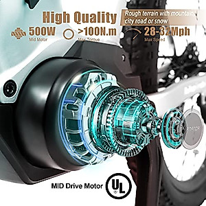 FIOTAS ReAspire Electric Bikes Adult 500W MID Motor Ebike 48V 15Ah Samsung Lithium Battery 27.5' Tire E Bikes 50Miles Mountain Electric Bicycle Dual Shock Absorbers Shimano 8-Speed(Reddish Black)