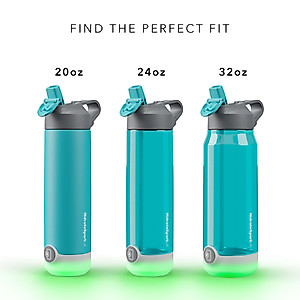 Hidrate Spark TAP Smart Water Bottle – Tritan Plastic – Tap Phone to Track Water Intake, LED Glow Reminder When You Need to Drink – Straw Lid, 24 oz, Scuba