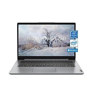 Lenovo IdeaPad 1 14 Laptop, 14.0" HD(1366 x 768) Screen, Intel Celeron N4020, 4GB RAM, 256GB Storage(128GB eMMC+128GB Card), Intel UHD Graphics 600, Win 11, Cloud Grey, W/GaLiMu