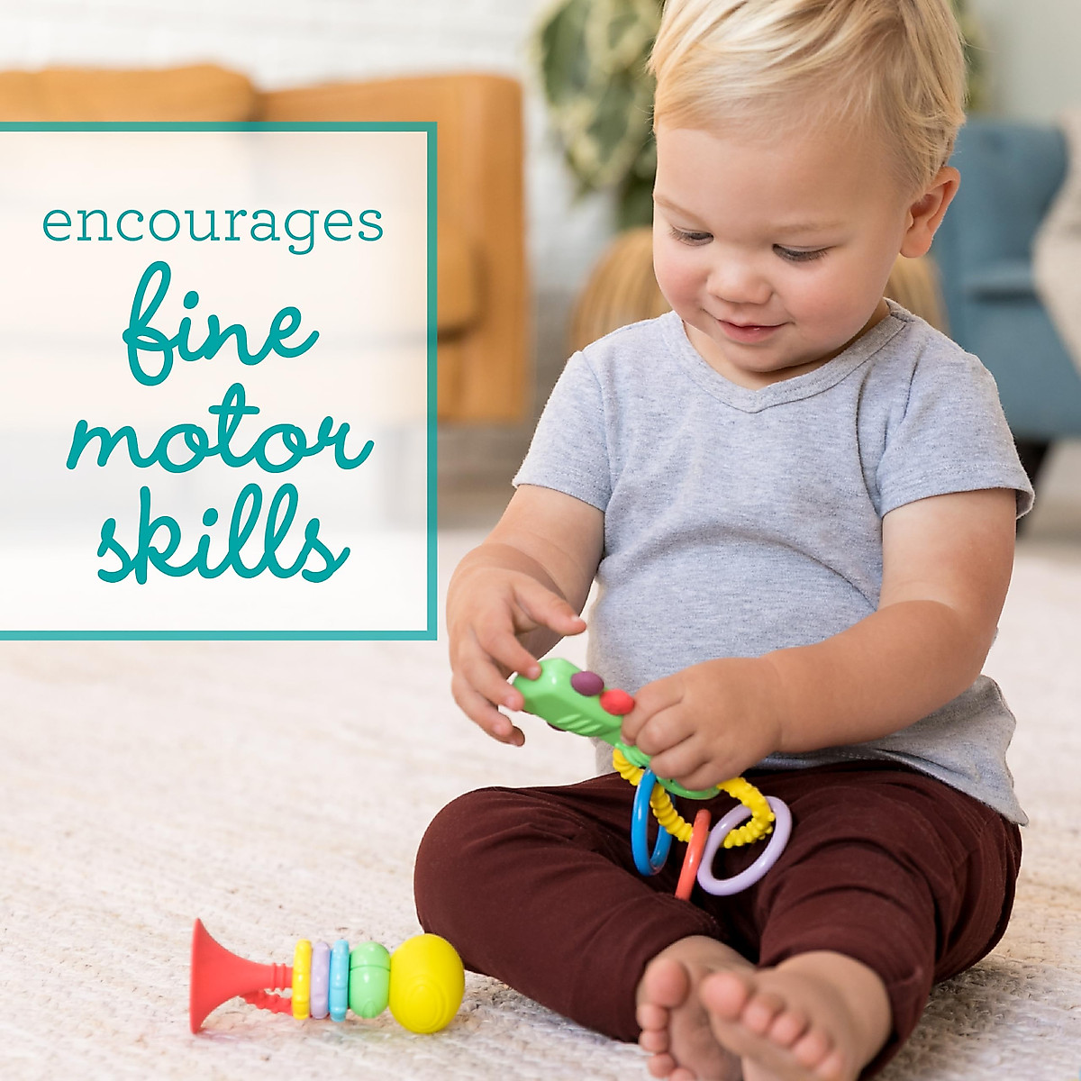 Infantino Baby's 1st Teethe and Play Music Set - Baby Essentials 4 Piece Gift Set, Instrument Themed Teethers and Rattles for Sensory Stimulation and Motor Development for Babies & Toddlers, BPA Free