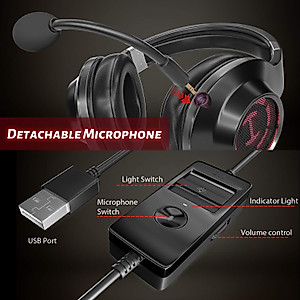 Edifier G2II Gaming Headset for PC PS4 USB Wired Gaming Headphones with 7.1 Surround Sound with Noise Canceling Microphone and RGB Light 50mm Driver Compatible with Mac Desktop PC Black