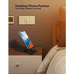 Cell Phone Stand, Portable Aluminum Phone Holder, Adjustable Phone Dock Cradle, Compatible with iPhone 13/12/11 Pro Max, Samsung Galaxy, Small Tablets(Black)