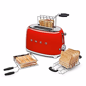 Smeg Red 2 Slick 2 Slice Toaster, Medium