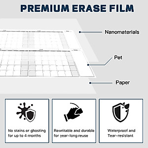 Large Dry Erase Calendar for Wall - Undated 4 Months Wall Calendar, Dry Erase Calendar, 52" x 36", Yearly Wall Calendar Dry Erase for Office, Home
