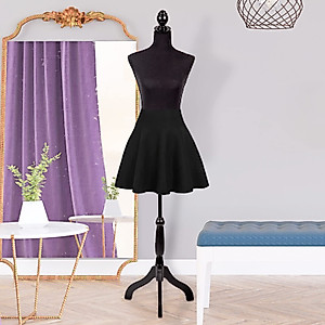 Hkeli Female Mannequin Torso Dress Form Standing Manikin Body 60”-67” Inch with Tripod Stand Height Adjustable Mannequin Body for Sewing Dress Jewelry Display Women, Black