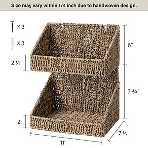 StorageWorks 2-tier Seagrass Basket, Handwoven Wicker Basket for Organizing, Kitchen Countertop Organizer, Wicker Storage Basket for Bathroom, Pantry, 1 Pack