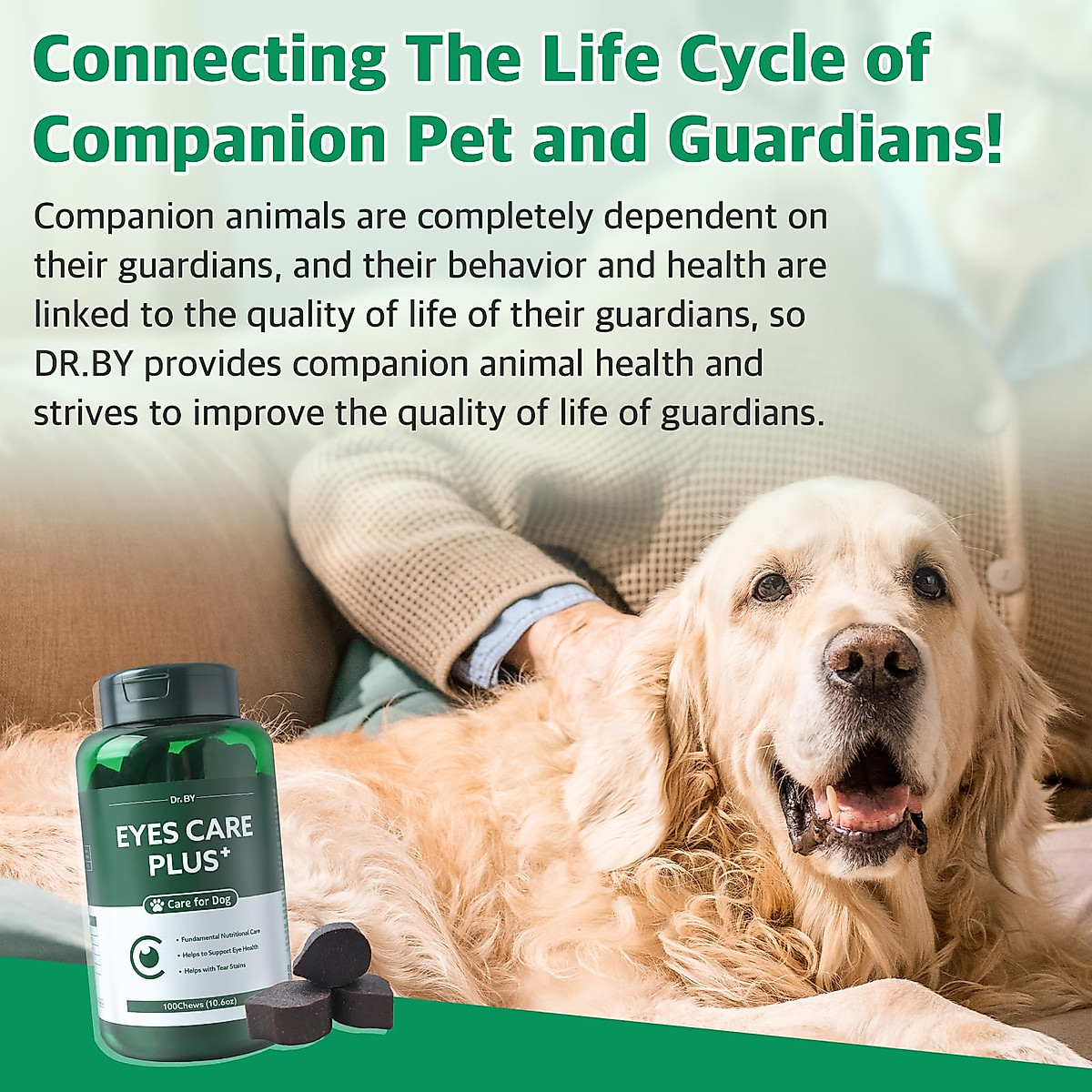 DoctorBy Eyes Care Plus Dog Tear Stain Supplement Eye Drops for Dogs Eye Health Support with Milk Thistle Lutein Beta Carotene - 100 Soft Chews