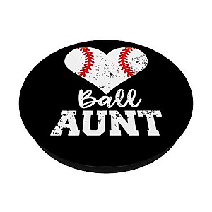Ball Aunt Heart Funny Baseball Aunt PopSockets PopGrip: Swappable Grip for Phones & Tablets