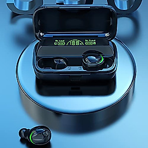 atinetok Wireless Bluetooth 5.1 Digital Display Finger Control Mini in-Ear Earbuds - Black Touch-Control Stereo Noise Cancellation IPX5 Waterproof Headphones for Office Outdoor Sport