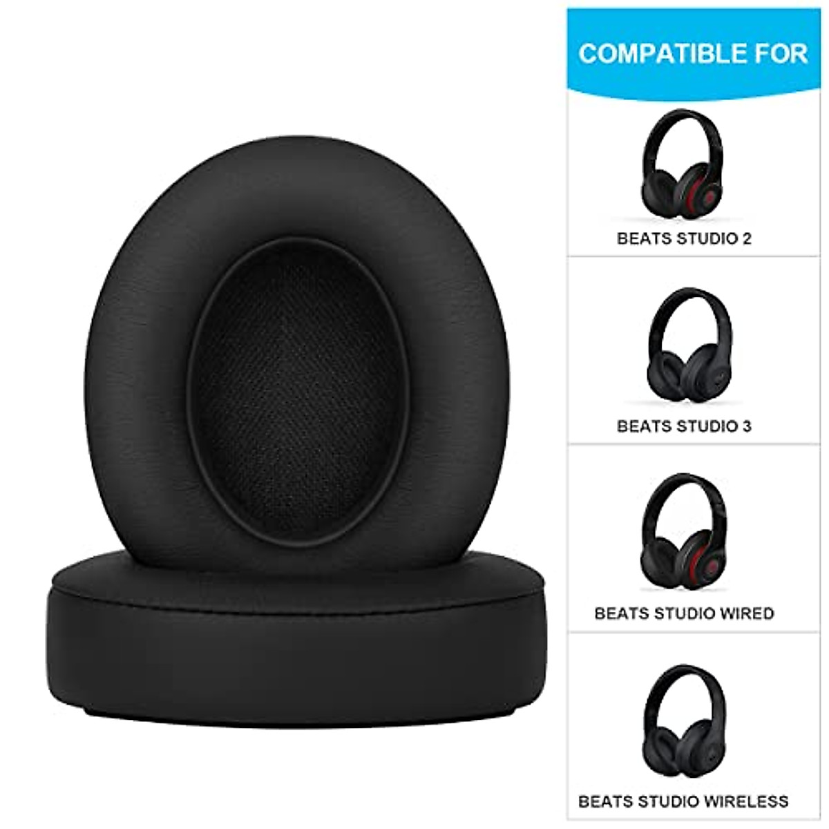 ELZO Replacement Ear Pads Cushions for Beats Studio 2 & Studio 3 Wired & Wireless Headphones, Earpads with Soft Protein Leather, Noise Isolation Memory Foam, Black
