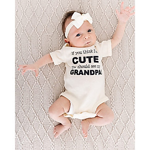 Apericots Cute Baby Short Sleeve Bodysuit, 100% Cotton: If You Think I'm Cute, You Should See My Grandpa (0-18 months)