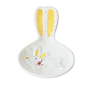DOITOOL Spoon Storage Rack Rabbit Spoon Rests Spoon Rests Bunny Ear Kitchen Utensil Holder Ceramic Spoon Rack Multifunction Dessert Plate Food Serving Dish Sauce Dipping Plate Seasoning Dish