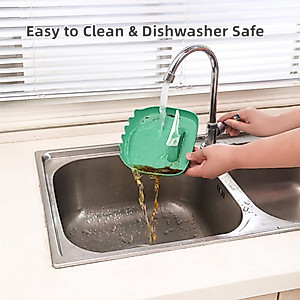 Kitchen Spoon Rest Holder with Drip Pads, Heat-Resistant Utensil Rests for Stove Counter Top,Spoon Rest with Pot Lid Holder，BPA Free Silicon Spatula Rest Organizer for Ladles, Tongs, Forks (Green)