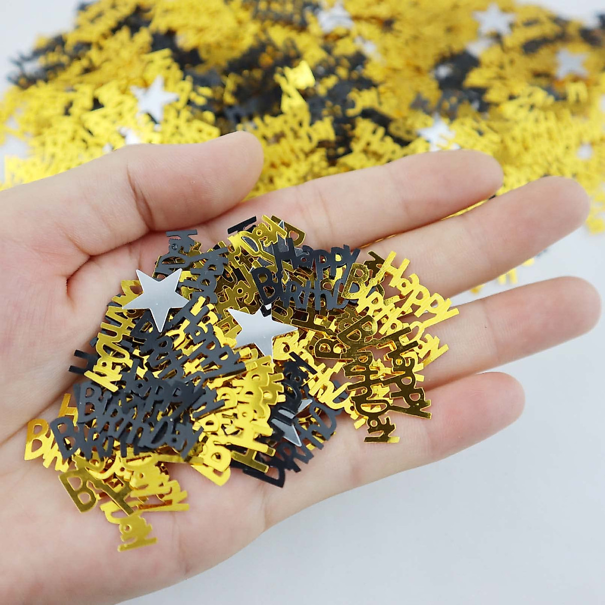 Birthday Confetti Tabletop Scatter Confetti Sequins Confetti Table Decorations Birthday Party Decorations, Baby Shower (Black Gold)