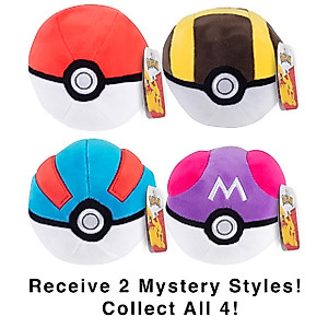 PoKémon Pokéball Plush Assorted Blind Box 2-Pack - Receive 2 of 4 Ball Styles, 5" - Poke, Master, Ultra or Great Ball - Soft Stuffed Toys with Weighted Bottom - Officially Licensed - Gift for Kids