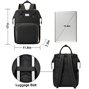 VSNOON Laptop Backpack for Women, 15.6 Inch Laptop Bag with USB Charging Port, Water Resistant Travel Backpack for Women Work Nurse/Teacher Casual Daypack, Black