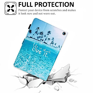 MonsDirect for Fire HD 10 Tablet Case&Fire HD 10 Plus Tablet Case 13th/11th Generation 2023 2021 Release, Smart Auto Wake Sleep Folio Case Stand Protective Cover with Card Slot, Beach