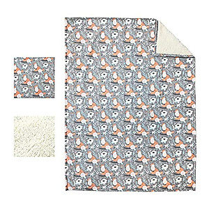 Brandream Fox Crib Bedding Sets Floral Nursery Bedding Blanket with Fox Print, Gray 3 Pieced Cotton Breathable Fitted Sheet Sets for Boys Girls