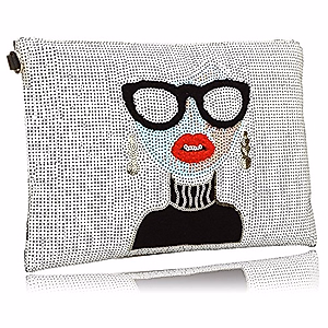 Simcat Oversized Clutch Bag Purse,Womens Large Designer leather Evening Wristlet Handbag for Ladies,White,One Size