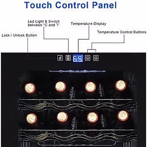 Winado Wine Cooler Refrigerator, 28 Bottle Freestanding Compressor Wine Cooler w/Digital Temp Control, Mini Wine Fridge with Double-Layer Glass Door & Removable Shelves