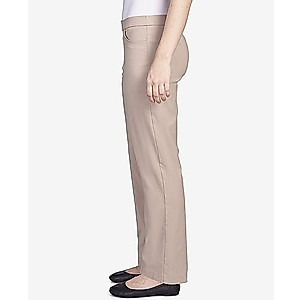 Alfred Dunner Womens Petite Classic Allure Fit Proportioned Pant with Elastic Comfort Waistband, Tan, 8P