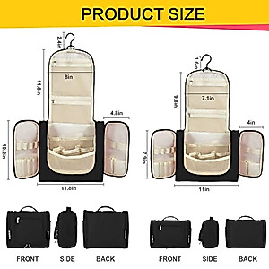 OMYSTYLE Hanging Travel Toiletry Bag for Women and Men, Hygiene Bag, Womens Bathroom and Shower Kit Organizer for Toiletries Cosmetic Makeup Shampoo Brushes (Black, Medium Size)