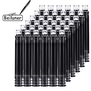 60 Pieces Fountain Pen Ink Pen Ink Cartridges Fountain Pen Refill Short Cartridges with 3.4 mm Bore Diameter for Calligraphy Pen and Fine Writing 2 x 0.28 Inch/ 5.1 x 0.7 cm (Black)