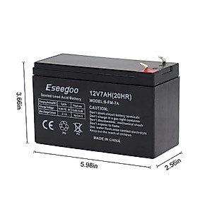 eseegoo 12V 7AH Rechargeable Sealed Lead Acid (SLA) Battery Replace 12 Volt 7AH Fire & Security Alarm Battery for Home ADT Security Alarm System Fire Alarms, Security Systems