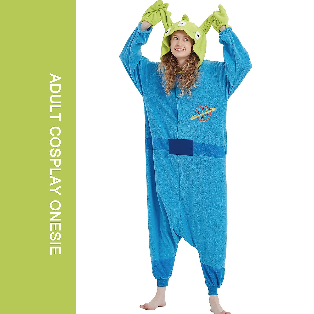 SWEETXIN Adult Unisex Onesie Pajamas Halloween Christmas Cosplay Costume Suit for Women and Men (Alien, Small)