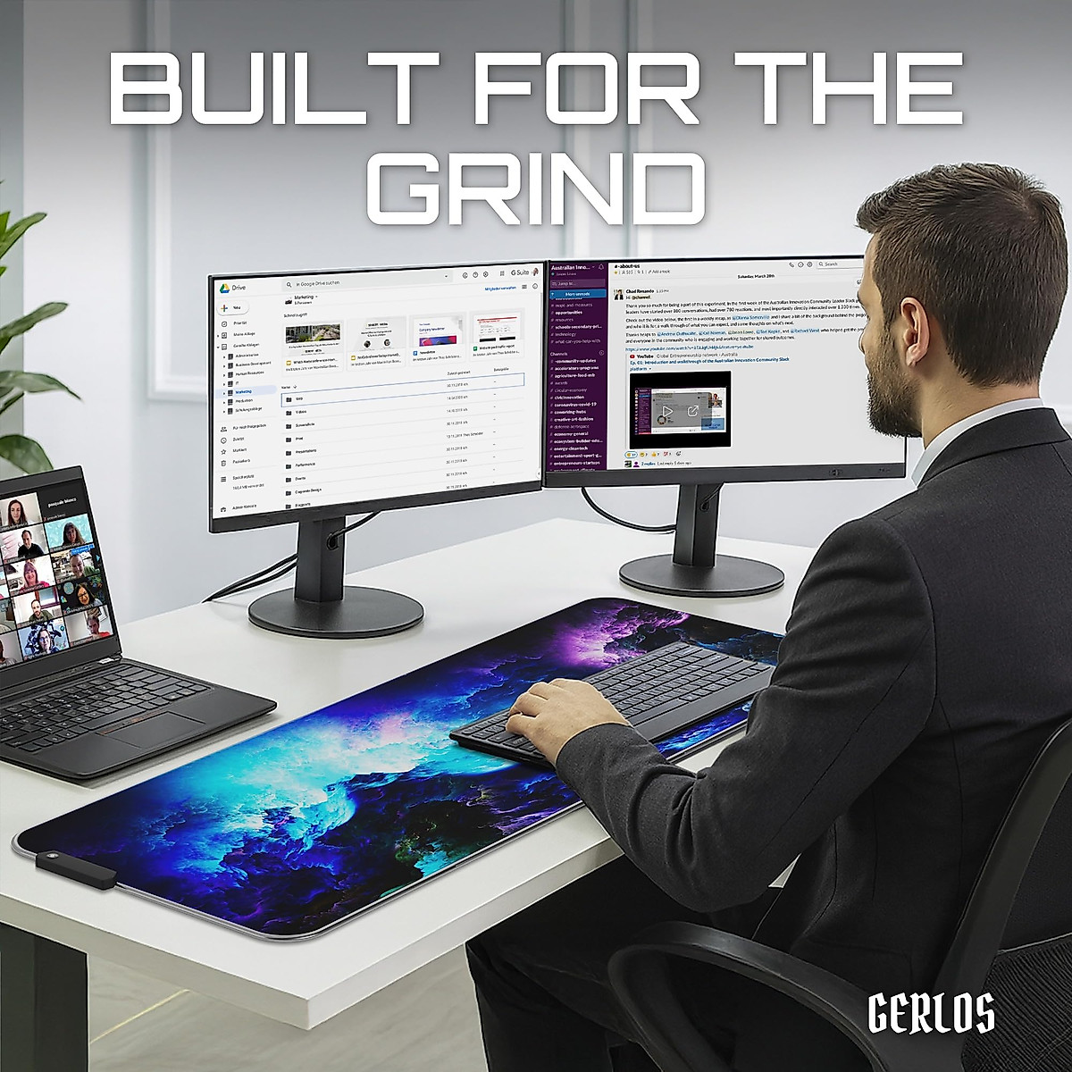 RGB Gaming Mouse Pad, Gerlos Large Extended Soft Led Mouse Pad with 12 Lighting Modes 2 Brightness Levels, Water Resist Keyboard Pad, Computer Keyboard Mousepads Mat 800 x 300mm / 31.5×11.8 inches