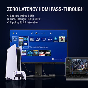 KKF 4K HDMI Capture Card, 1080P 60FPS Video Capture Card for Streaming and Recording of PS5, PS4, Xbox Series X/S, Nintendo Switch via DSLR OBS with HD Ultra-Low Latency (USB A 3.0)
