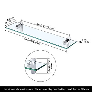 KES Bathroom Shelf 24 Inch Glass Shelf Wall Mounted Tempered Glass Shelf Polished Chrome Finish, BGS3201S60