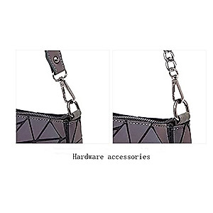 Women Luminous Small Shoulder bag Mini Geometric Small Clutch Crossbody Bag (Black)