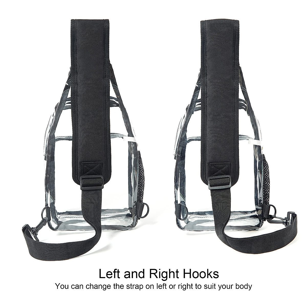 Clear Sling Bag Stadium Approved, Multipurpose Clear Shoulder Backpack, Casual Chest Daypack for Hiking, Stadium or Concerts