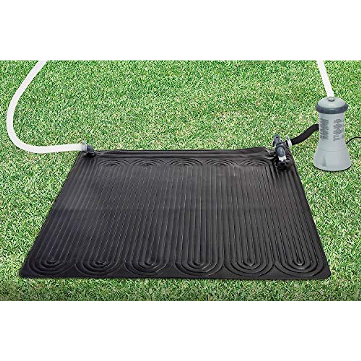 Intex 47 Inch x 47 Inch Solar Pool Heater Mat for 8,000 Gallon Above Ground Pool with Hose Attachment and Bypass Valve, Black (2 Pack)