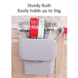 Waste Container Hanging Trash Can, Wall Mount bin with lid, Kitchen Cabinet Door, Bathroom, bar top, Double Action lid
