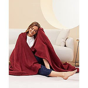 Heated Blanket 62 x 84 Inches Double Sided Soft Fleece Electric Blanket Twin Size Machine Washable Fast Heating with 4 Heating Levels & 10 Hours Auto Off, Home Office Use, Red