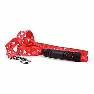 Yellow Dog Design Red Hearts EZ-Grip Dog Leash with Comfort Handle, Small/Medium-3/4 Wide and 5' (60") Long