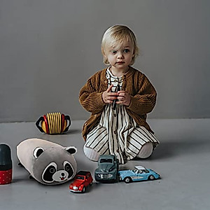 FANGYU Soft Plush Hugging Pillow, Cylindrical Stuffed Animals Doll Toy Kids Gifts for Birthday, Valentine, Christmas (19.6x7.8 inch,Raccoon)