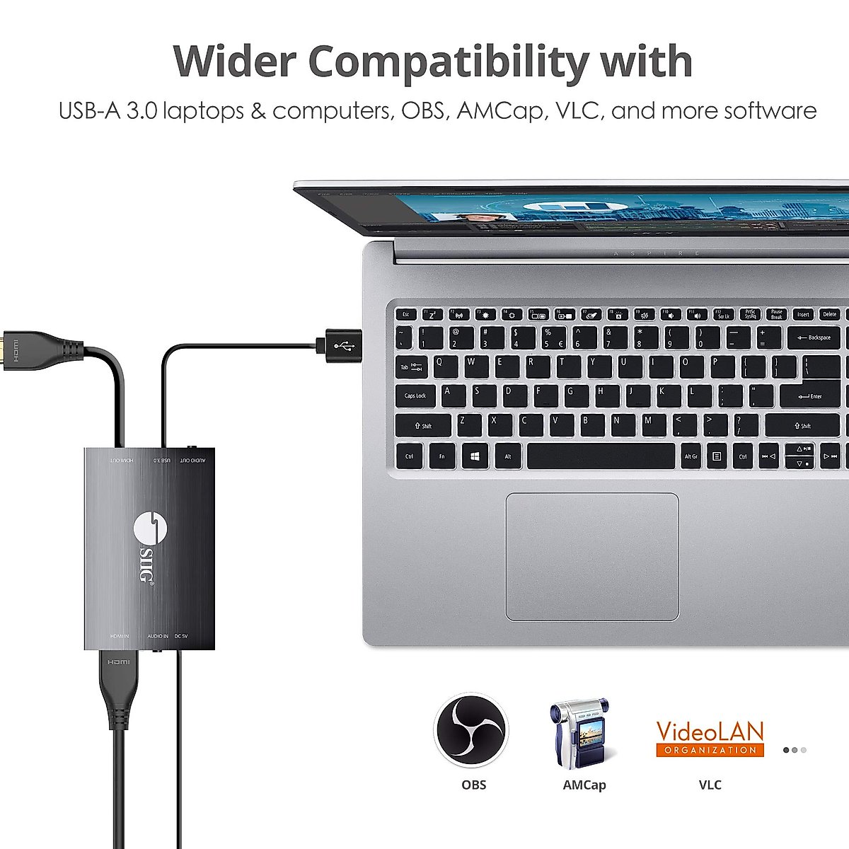 SIIG USB 3.0 HDMI A/V Capture Card with 4K60 Loop Out, HDMI 4K60 Capture USB 3.0 1080p Record,Audio Extract & Microphone,for DSLR Camcorder Live Streaming,Video Conference,TAA Compliant CE-H26H11-S1