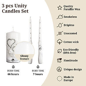 Wedding Candles for Ceremony - 6" Pillar 10" Taper Love Ceremony Candles Wedding - Faith Hope Love Candle Mesas Decorativas para Fiesta Set de velas decorativas