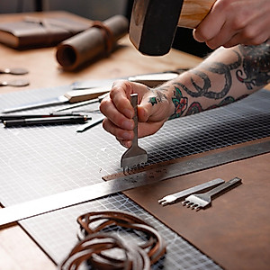 Moonster Genuine Leather Sheets for Crafts, Tooling Leather Sheet 12"x24" – Full Grain Buffalo Leather Fabric, Leather Crafting Kit, Veg Tan Leather for Leather Craft with 36" Cord – Soft Brown