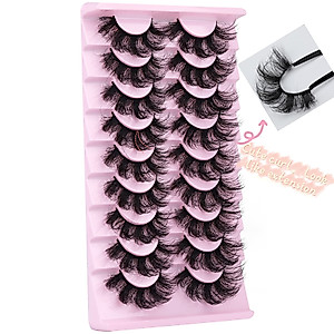 Mink Lashes Fluffy 20 MM Thick D Curl False Eyelashes Dramatic Long Strip Lashes Pack 6D Curly Wispy Full Fake Eyelashes That Look Like Extension by Goddvenus