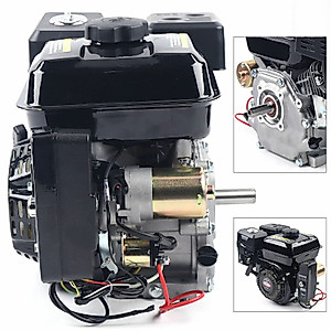 CNCEST 7.5 HP 212CC Gas Engine with Electric Start 4-Stroke Horizontal Shaft Motor for Go Karts Mini Bikes Small Equipment 5/16"-24 Drilled Tapped Shaft Heavy Duty Performance Easy Installation