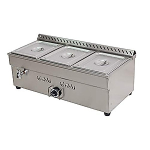 HayWHNKN 3-Pan LP Gas Food Warmer Propane Steam Table Stainless Steel Bain Marie Buffet for Parties (with Gas Regulator Valve) 1/2 * 4”
